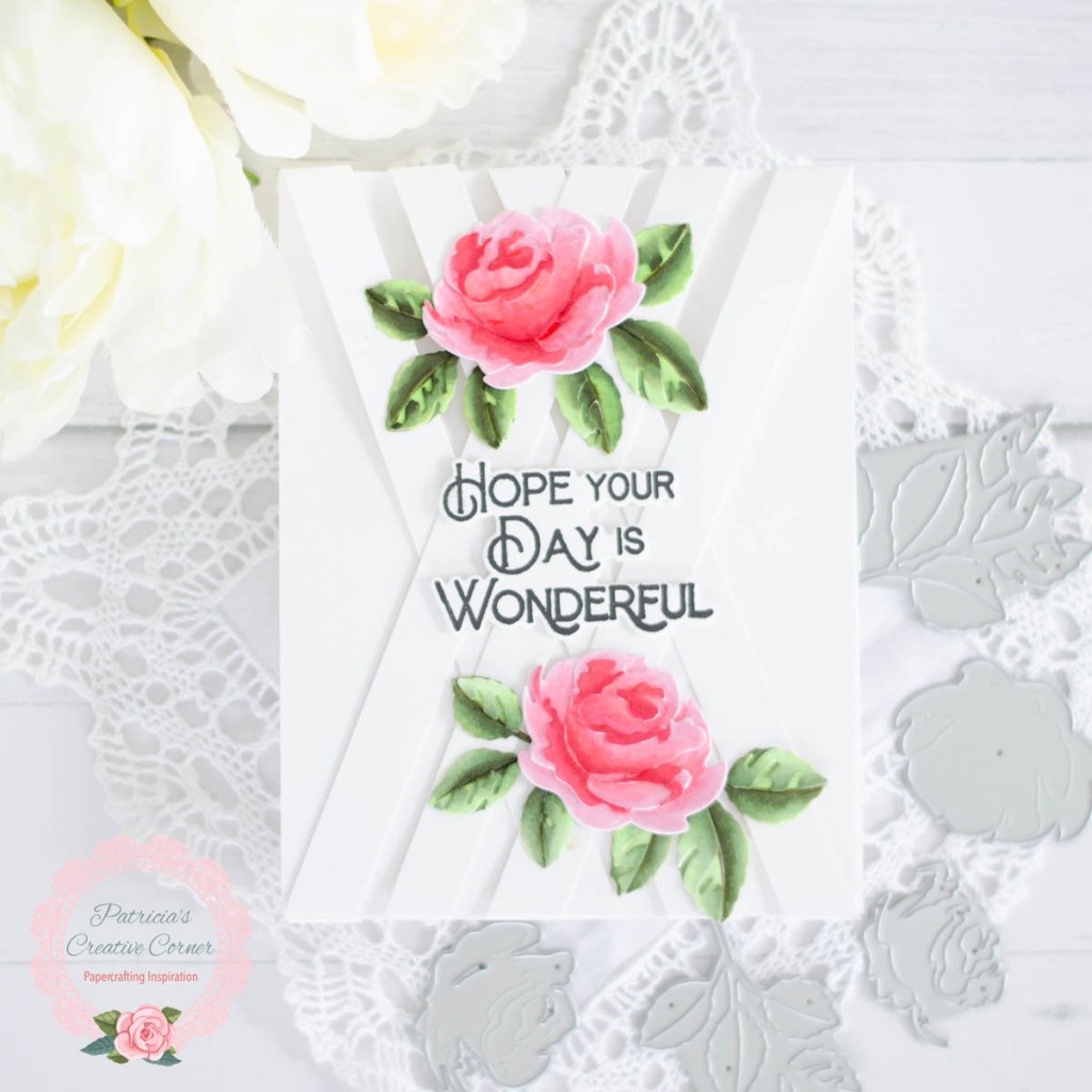 Diagonal Trellis Card with Roses - Patricia's Creative Corner