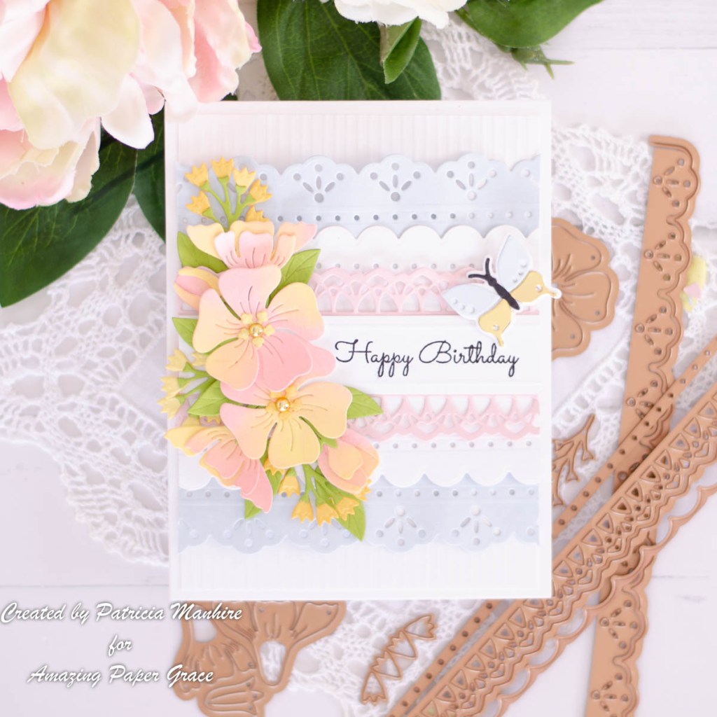 Amazing Paper Grace Romantic Slimline Borders Birthday Card - Patricia ...